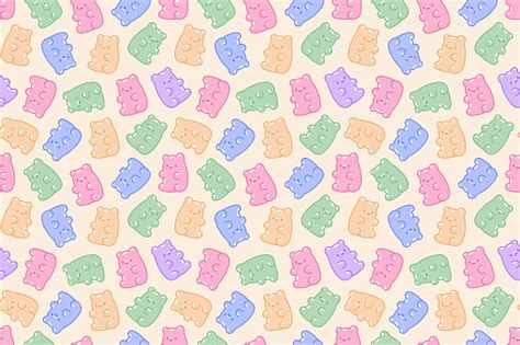 다채로운 과일 향과 맛있는 과자와 사탕 젤리와 젤리 곰 손으로 그린 패션 일러스트레이션입니다 만화 배경 벽지 0명에 대한 스톡 벡터 아트 및 기타 이미지 Istock