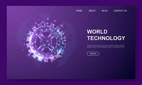 기어 3d 낮은 폴리 웹 사이트 템플릿 기술 디자인 일러스트 개념 랜딩 페이지 광고 페이지에 대한 다각형 기어 휠 기호 3차원 형태에 대한 스톡 벡터 아트 및 기타 이미지