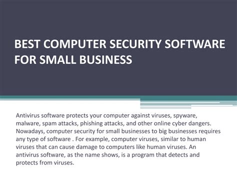 Ppt Computer Security Software For Small Busniess Esureai Powerpoint