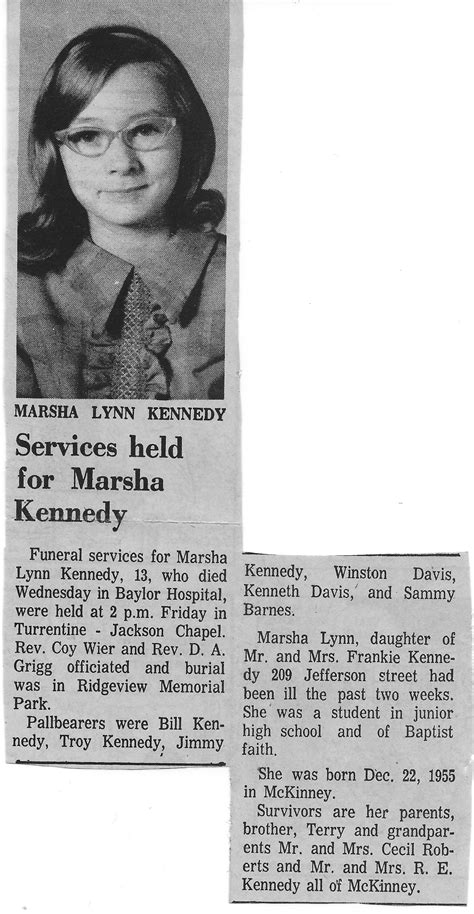 Marsha Lynn Kennedy 1955 1969 Find A Grave Memorial