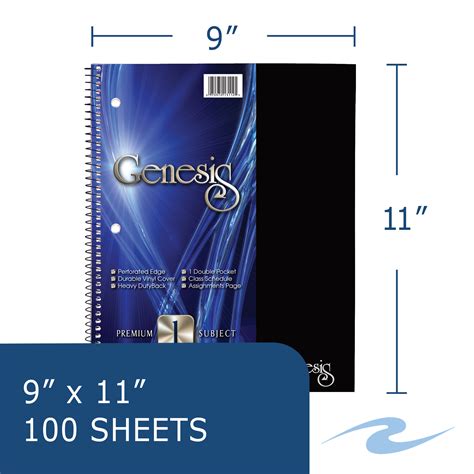 Genesis One Subject Wirebound Notebook College Ruled 11 X 9 100