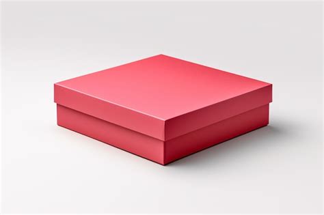 디자인 프레젠테이션을 위한 고립된 ⁇ 색 배경 포장 상자 모 ⁇ 3d 일러스트레이션에 대한 빨간색 빈 사각형 종이 상자 모 ⁇ 템플릿 프리미엄 사진
