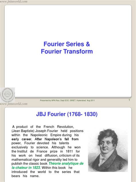 Ssp Pt Fourier Series And Fourier Transform Pdf Bandwidth Signal Processing Spectral Density