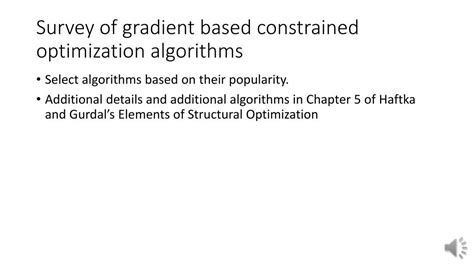 Ppt Survey Of Gradient Based Constrained Optimization Algorithms