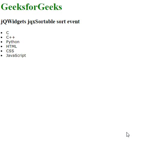 Jqwidgets Jqxsortable Sort Event Geeksforgeeks