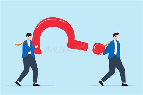 business people carry big question mark together stock illustration