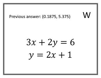Scavenger Hunt Solving Systems Of Linear Equations Graphing With