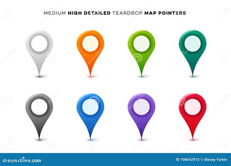 Set Of Colorful Map Markers Collection Of Modern High Detailed Pointers Stock Vector