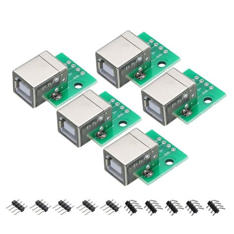 Uxcell 5 Pcs Usb Type B Female Connector To Dip Adapter Breakout Module
