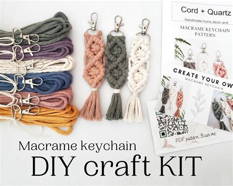 Macrame Keychain Diy Craft Kit Beginner Macrame Kit Cord Quartz