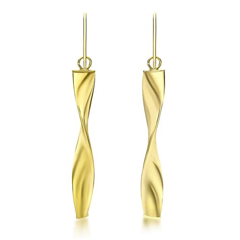 9k Yellow Gold 6mm X 43mm Twist Drop Earrings 7190167 Tjc