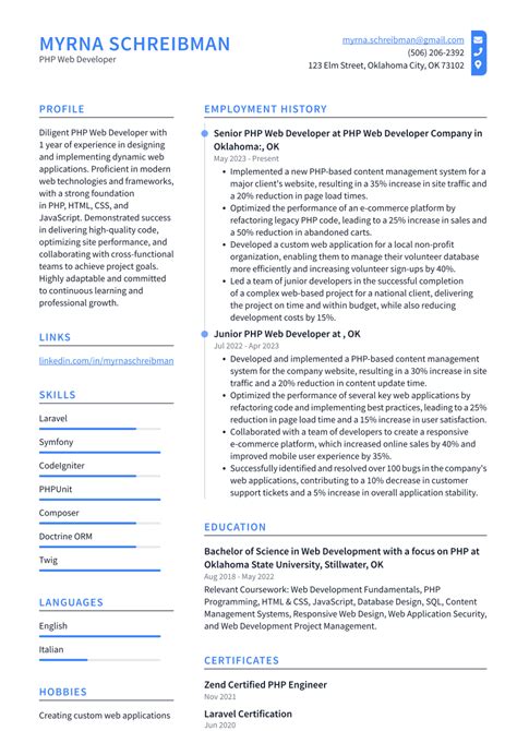 Top 18 Php Web Developer Resume Objective Examples