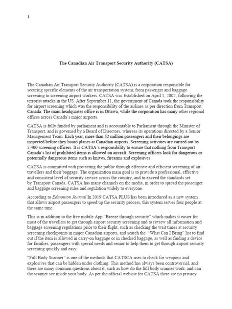 Catsa Pdf Airport Security