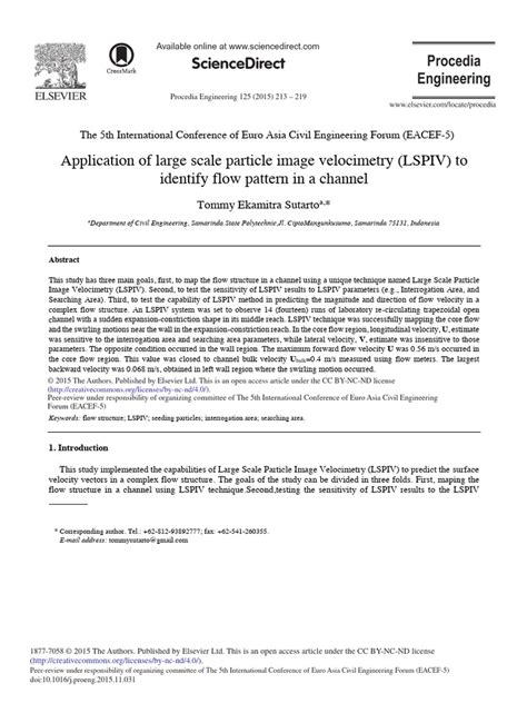 Application Of Large Scale Particle Image Velocime Pdf Reynolds Number Velocity