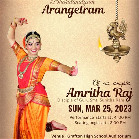 Canva Templates For Arangetram Invitation Or Save The Date