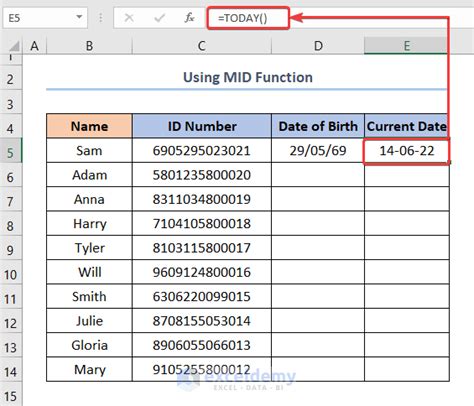 how to calculate age in excel from id number 4 quick methods