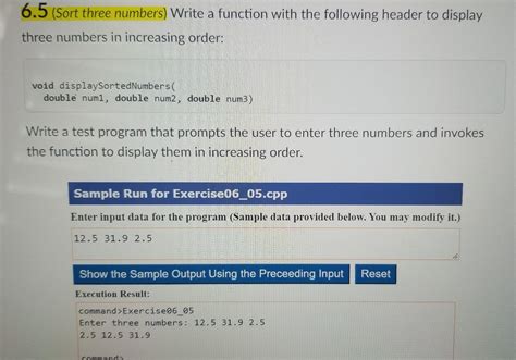 Solved 65 Sort Three Numbers Write A Function With The