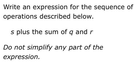 Solved Write An Expression For The Sequence Of Operations Described