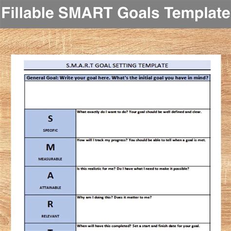 Printable Smart Goals Template Fillable Pdf Goal Setting Printable Goal Setting Worksheet