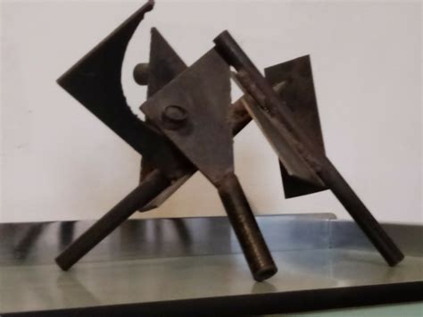 Brutalist Metal Abstract Sculpture Welded Steel Black Mcm Statue Great