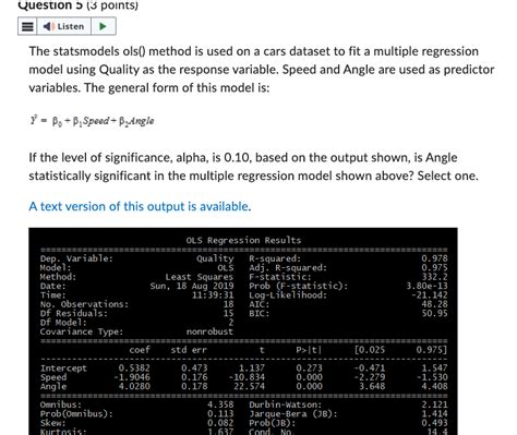solved question כ उ ﻿points the statsmodels ols ﻿method
