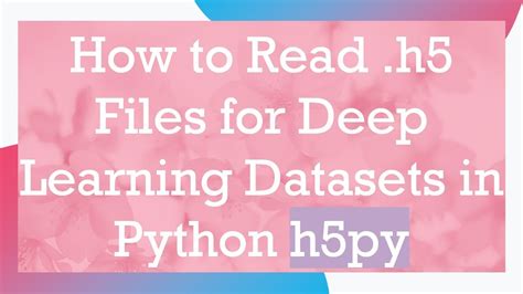 How To Read H5 Files For Deep Learning Datasets In Python H5py Youtube