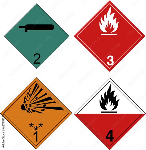 Signs And Signs Dangerous Goods Clp Set Four Signs Fire Explosion Stock Vector Adobe Stock