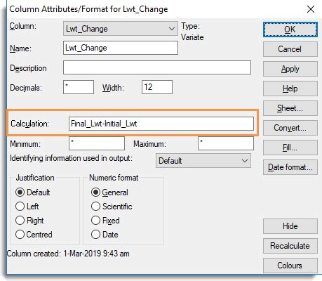 Calculating A Column Genstat V22