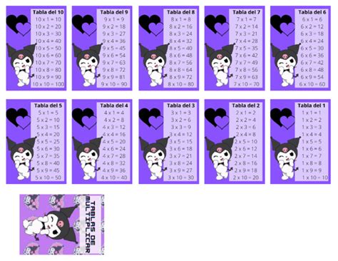Tablas De Multiplicar Para Imprimir De Kuromi Sanrio Coloring