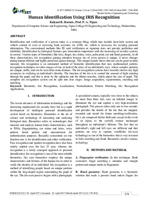 pdf human identification using iris recognition