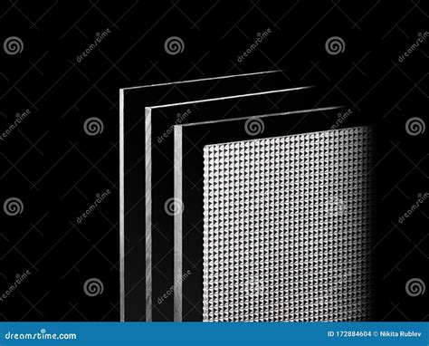 Set Of Led Light Diffusing Acrylic Sheets On Black Background Stock