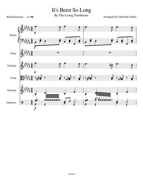 Its Been So Long Sheet Music For Piano Flute Viola Drum Group