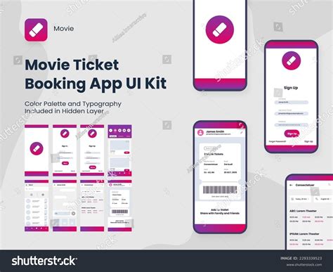 Movie Ticket Booking App Ui Kit Stock Vector Royalty Free 2293339523 Shutterstock