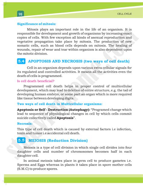 Cell Cycle Chapter 5 Biology 9th Text Book