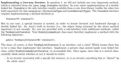 implementing a two way iterator in question 1 we