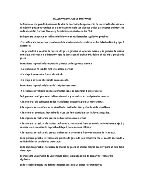 Taller Validacion De Software Pdf Motocicleta Eje