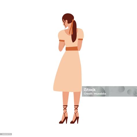 헤어 리본 액세서리가있는 추상 적 여성 백 뷰 플랫 벡터 뒤에서 봐 후면 보기 보호 여성 페미니즘 예술 세로 얼굴없는 최소한의