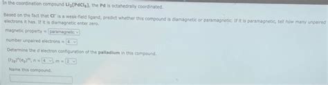 Solved Based On The Fact That Cr Is A Weak Field Ligand