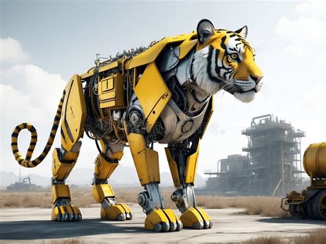 Imagine Of Tiger Robot Fit For Mascot T Shirt Design Album Cover