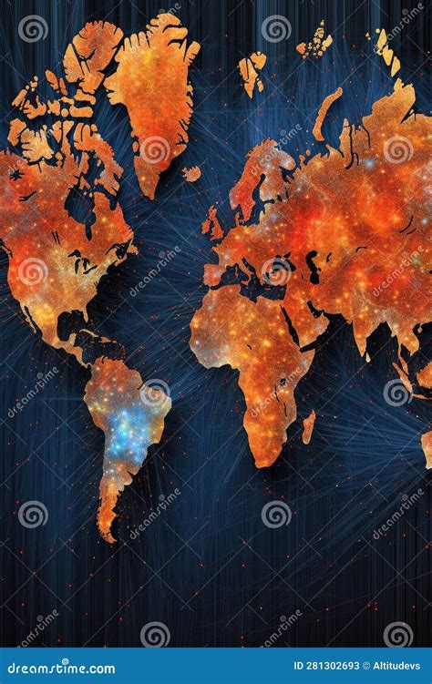 A World Map With Data Points And Connections Stock Image Image Of Geography Trade 281302693