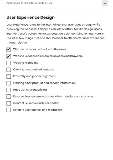 ultimate checklist for website ui ux krishaweb