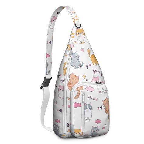 Funny Kitty Sling Bag Playful Cat Pattern Shoulder Backpack Anti