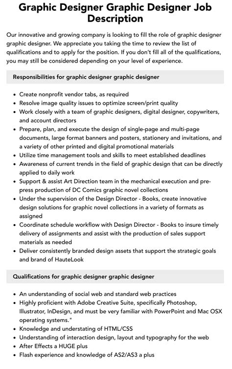 Graphic Designer Graphic Designer Job Description Velvet Jobs