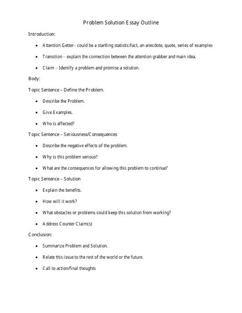 Problem Solution Essay Outline Download Printable Pdf Templateroller