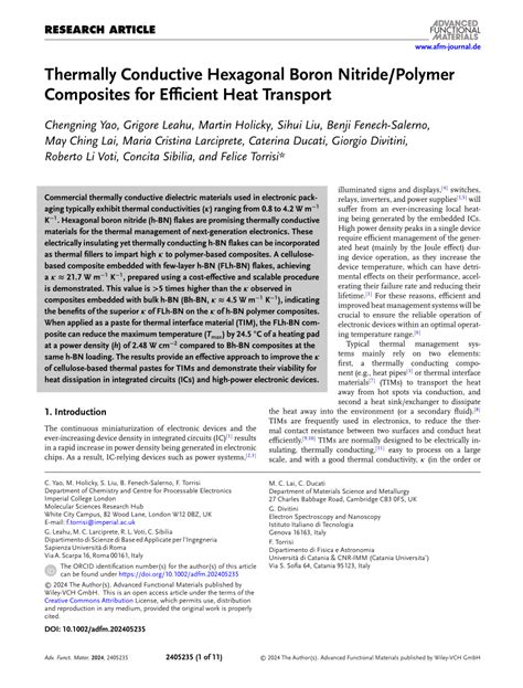 Pdf Thermally Conductive Hexagonal Boron Nitridepolymer Composites For Efficient Heat Transport