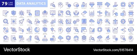 Data Analytics Icon Set Analysis Technology Vector Image