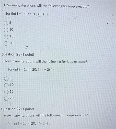 Solved How Many Iterations Will The Following For Loop Chegg