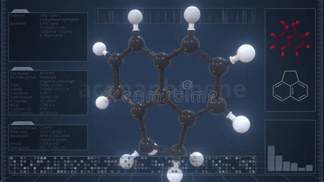 Overview Of The Molecule Of Acenaphthene On The Computer Screen Loopable 3d Animation Stock