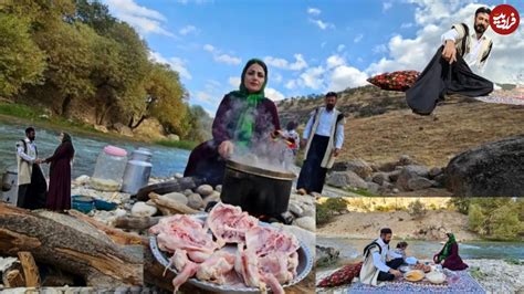 ویدئو کباب کردن متفاوت مرغ محلی و بلوط به سبک خانواده روستایی بختیاری