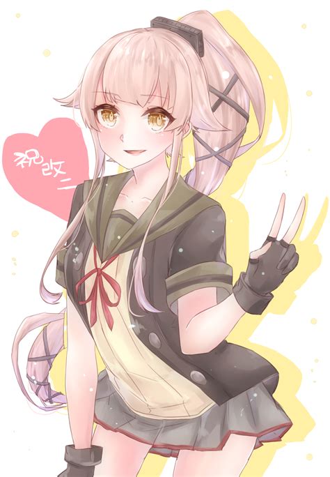 배경 화면 애니메이션 소녀들 간타이 컬렉션 유라 칸 콜레 포니 테일 핑크 머리카락 삽화 디지털 아트 팬 아트 900x1300